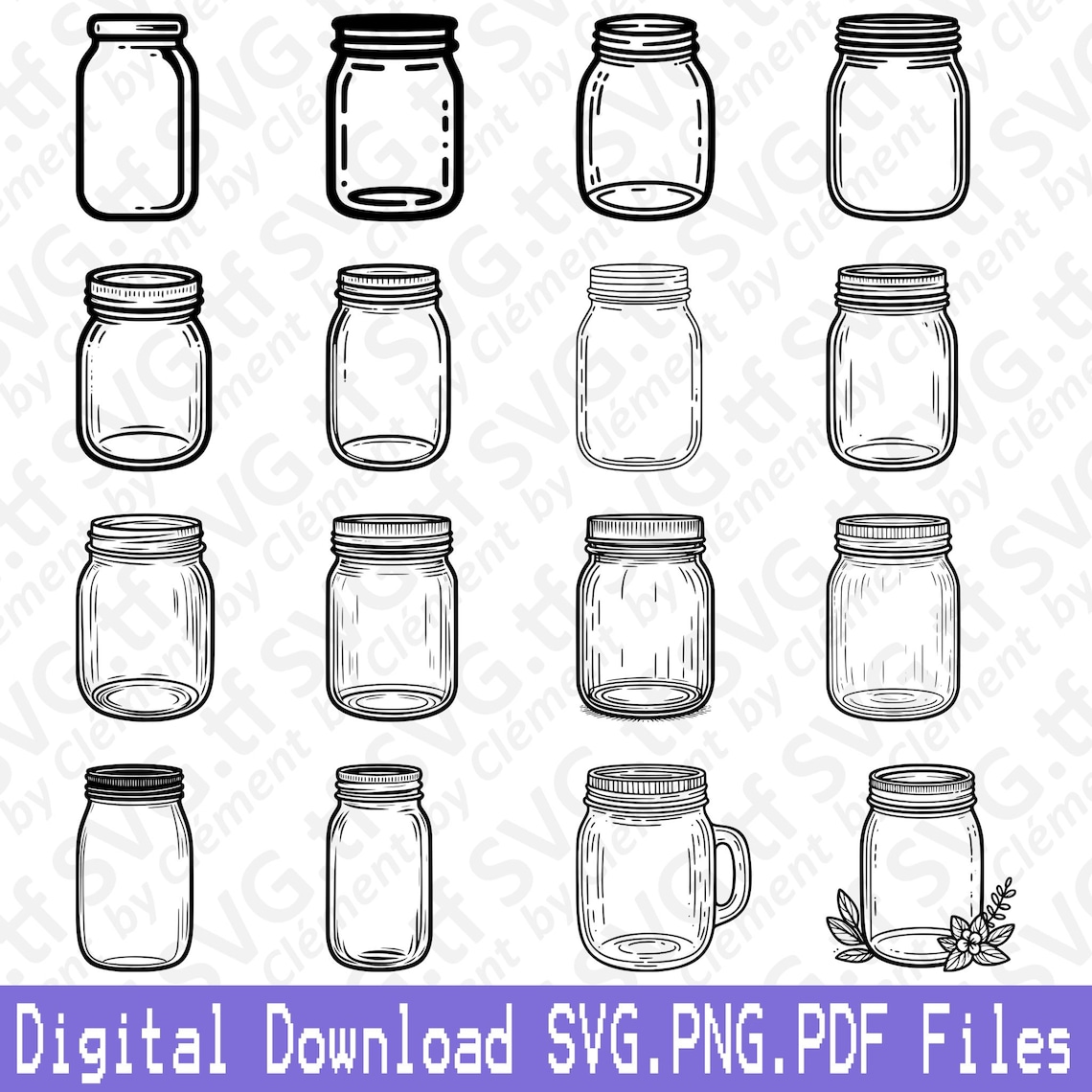Glass Jar. SVG PNG PDF Files. Mason Fruit Canning Preserves Wedding ...