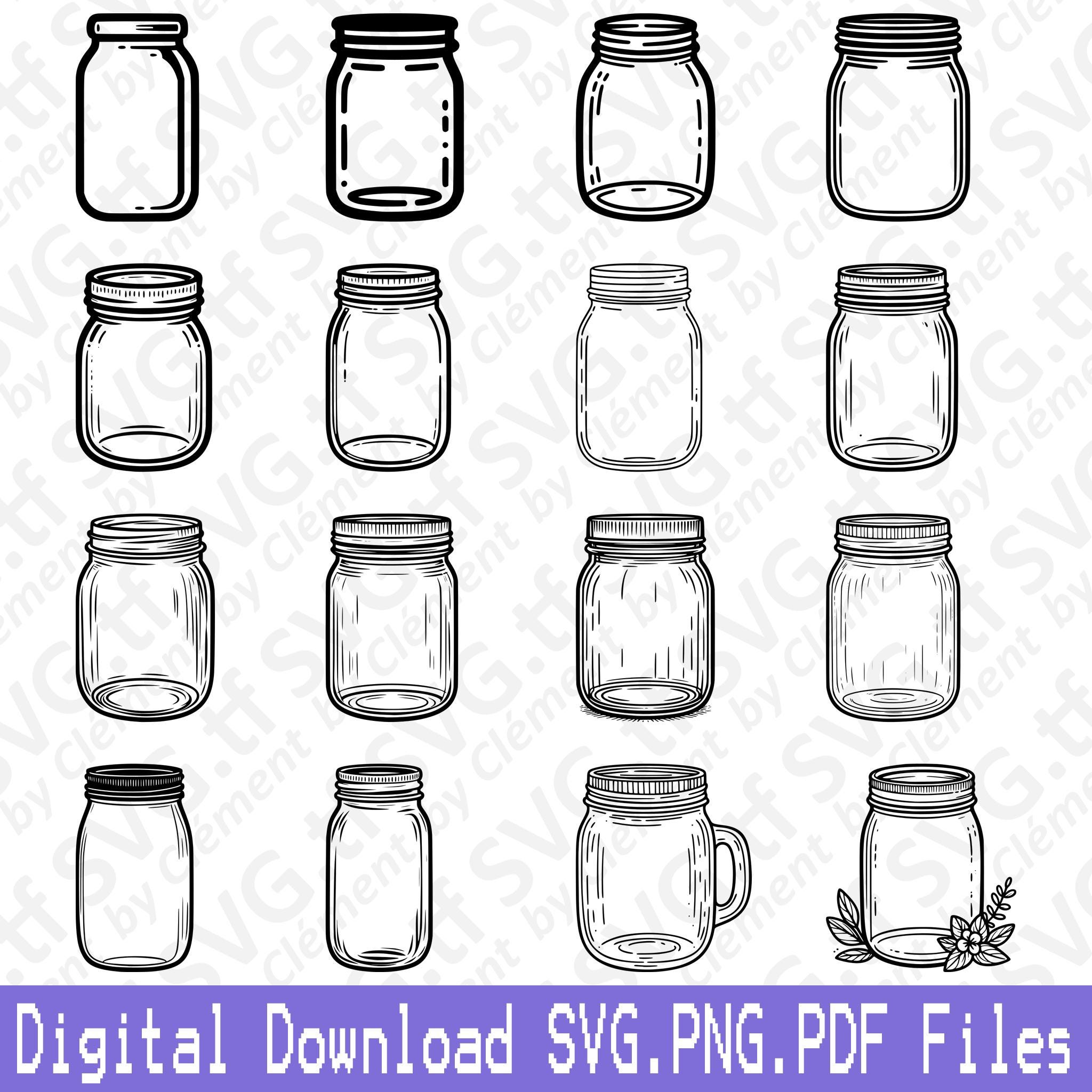 Glass Jar. SVG PNG PDF Files. Mason Fruit Canning Preserves Wedding ...