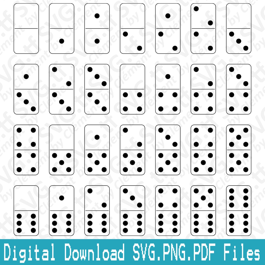 Dominoes. SVG PNG PDF Files. Double Six Outline Gaming Game Vector ...
