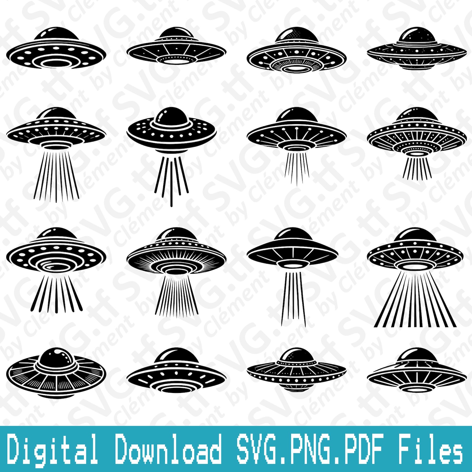 UFO Flying Saucer. SVG PNG Pdf Files. Alien Space Ship Believe Vector ...