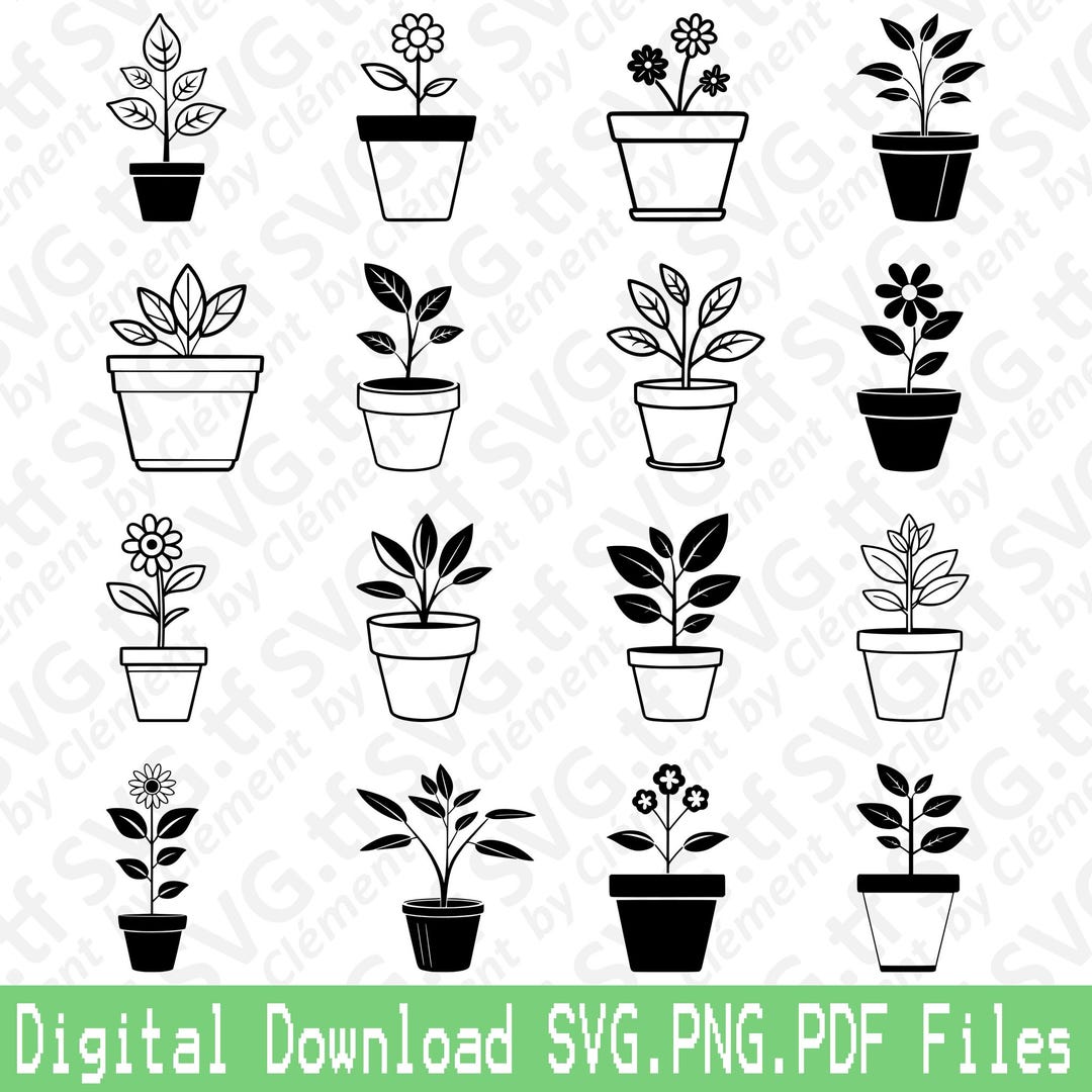 Plant Pot. SVG PNG PDF Files. Flower Planter Nature Succulent Simple ...