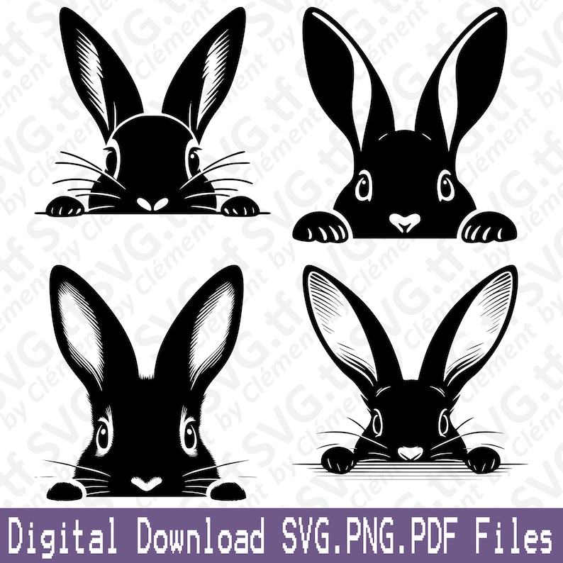 Peeking Bunny. SVG PNG PDF Files. Animal Nature Cute Easter Wild ...