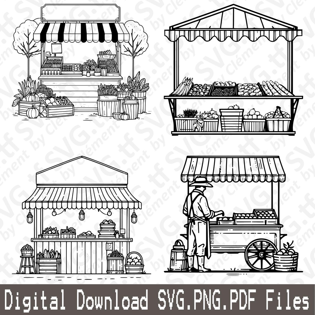 Market Stall. SVG PNG PDF Files. Fair Stand Craft Food Farmer Vegetable ...