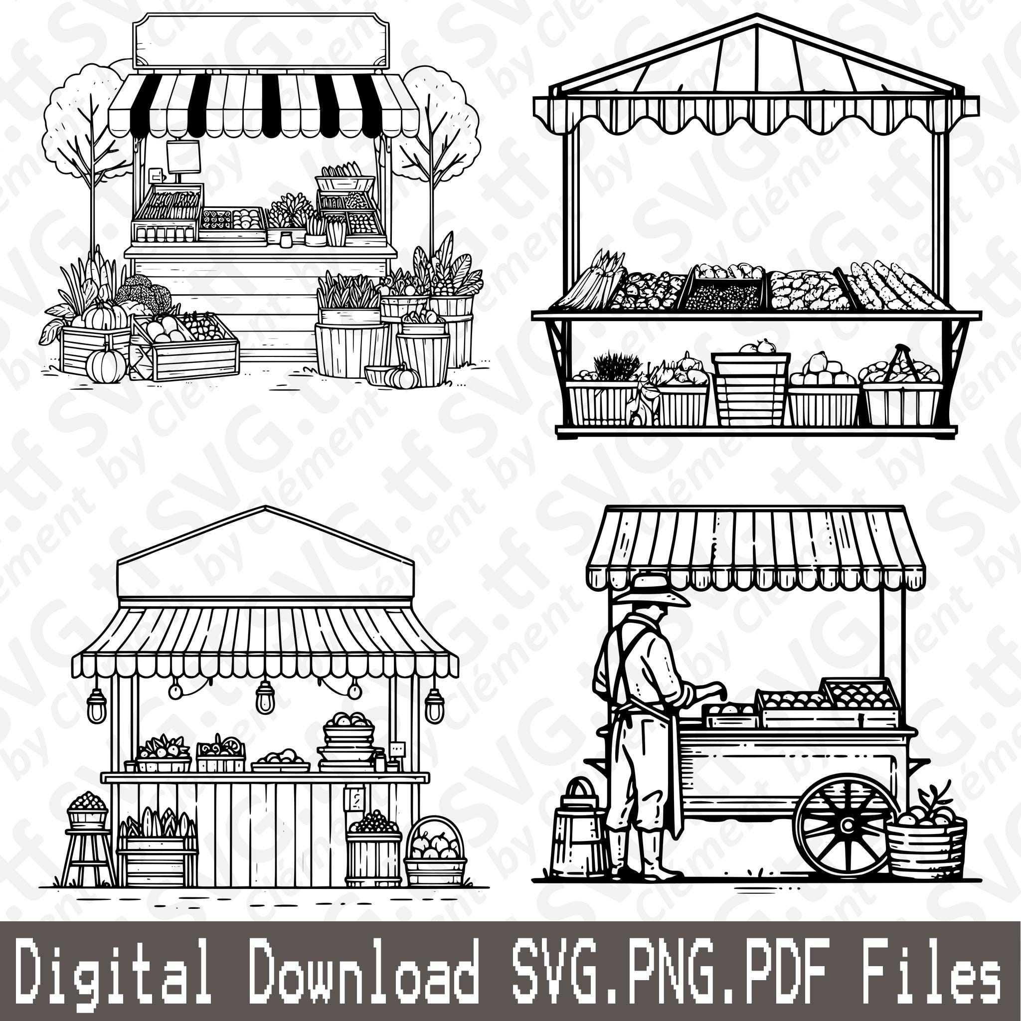 Market Stall. SVG PNG PDF Files. Fair Stand Craft Food Farmer Vegetable ...