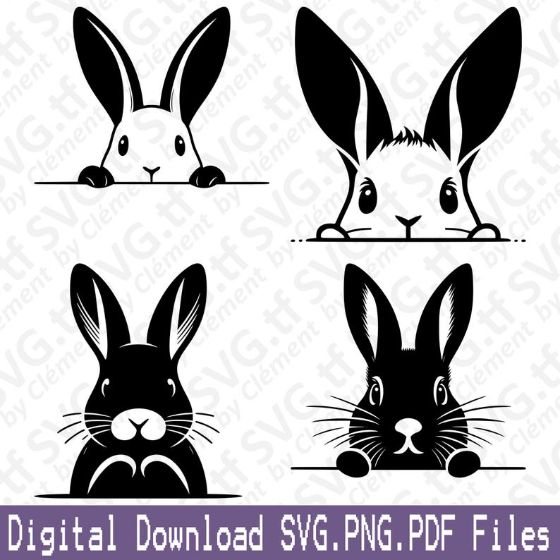 Peeking Bunny. SVG PNG PDF Files. Animal Nature Cute Easter Wild ...