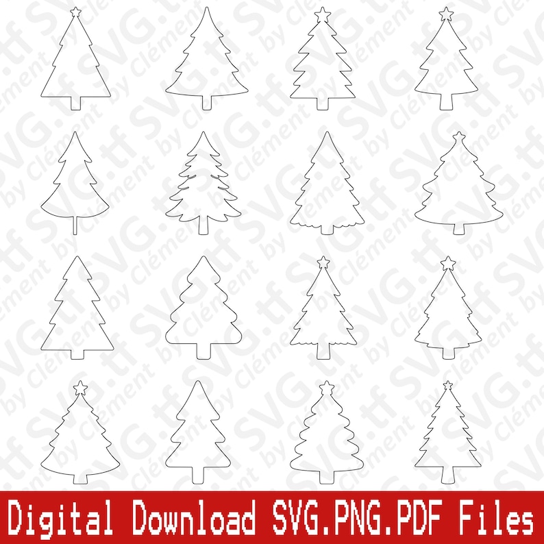 Christmas Tree. Outline. SVG PNG PDF Files. Fir Spruce Pine Winter Snow ...