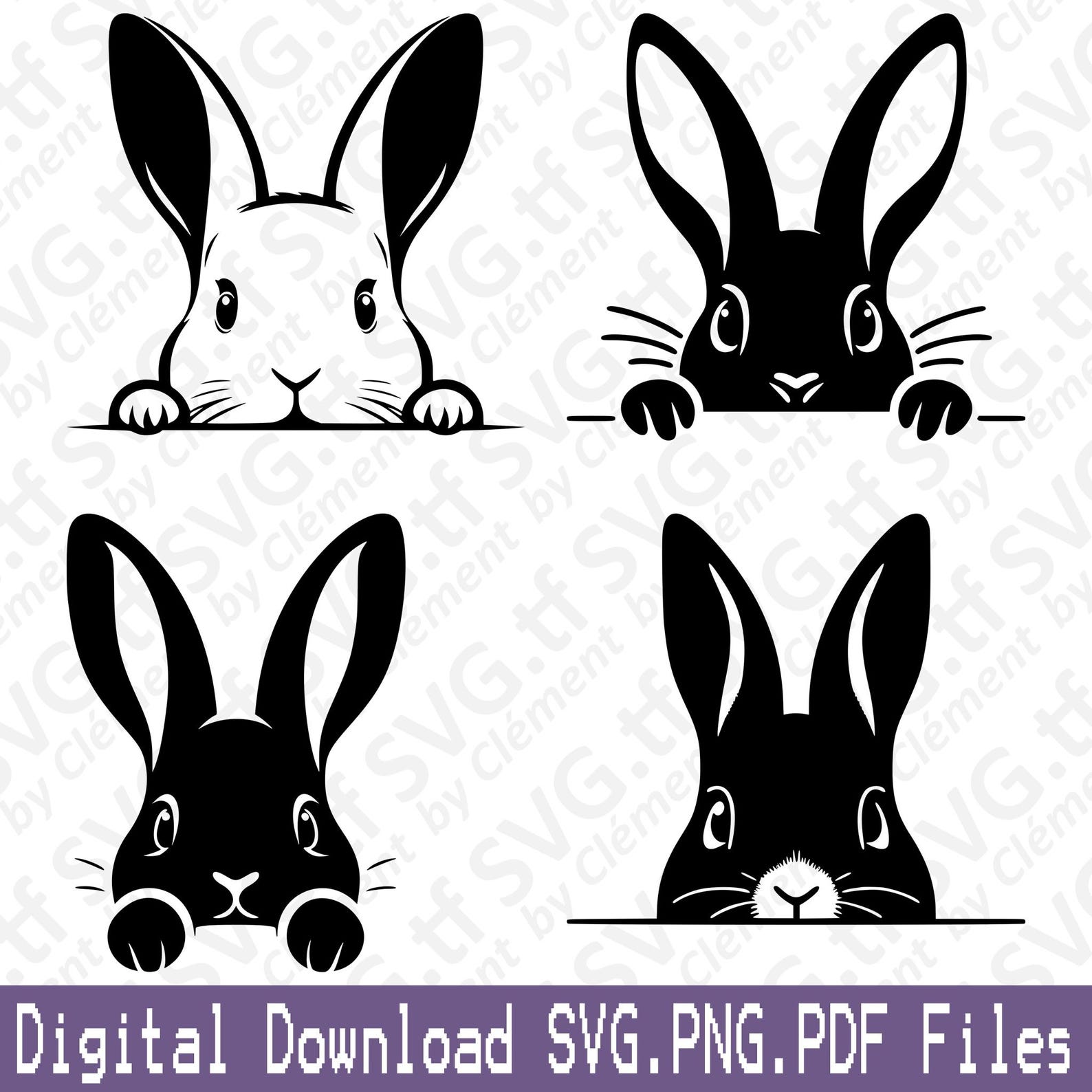 Peeking Bunny. SVG PNG PDF Files. Animal Nature Cute Easter Wild ...
