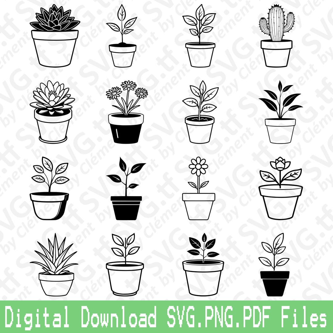 Plant Pot. SVG PNG PDF Files. Flower Planter Nature Succulent Simple ...
