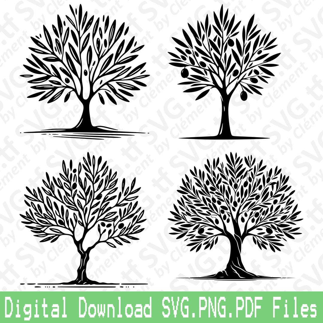 Olive Tree. SVG PNG PDF Files. Mediterranean Garden Nature Vector ...
