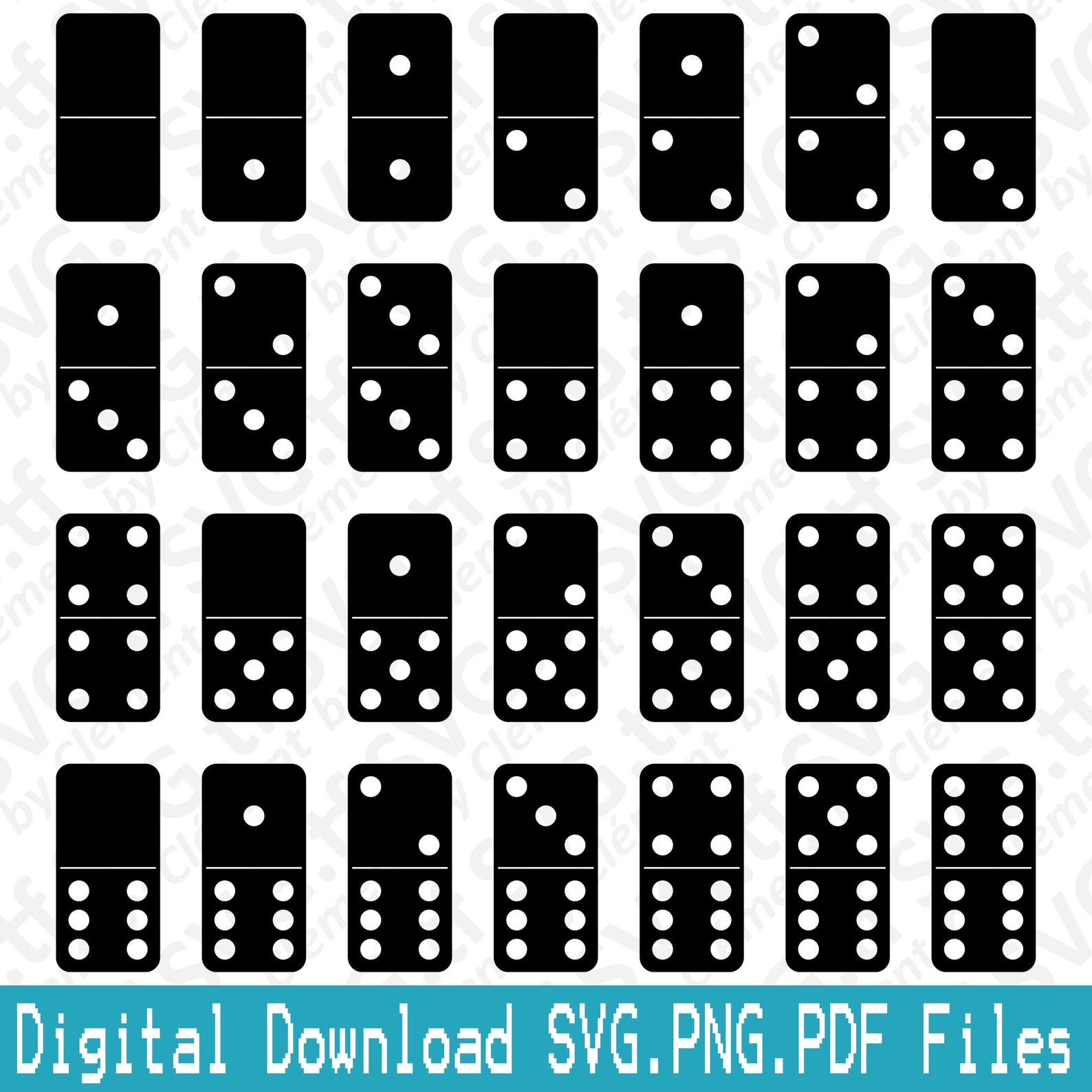 Dominoes. SVG PNG PDF Files. Double Six Gaming Game Vector Clipart ...