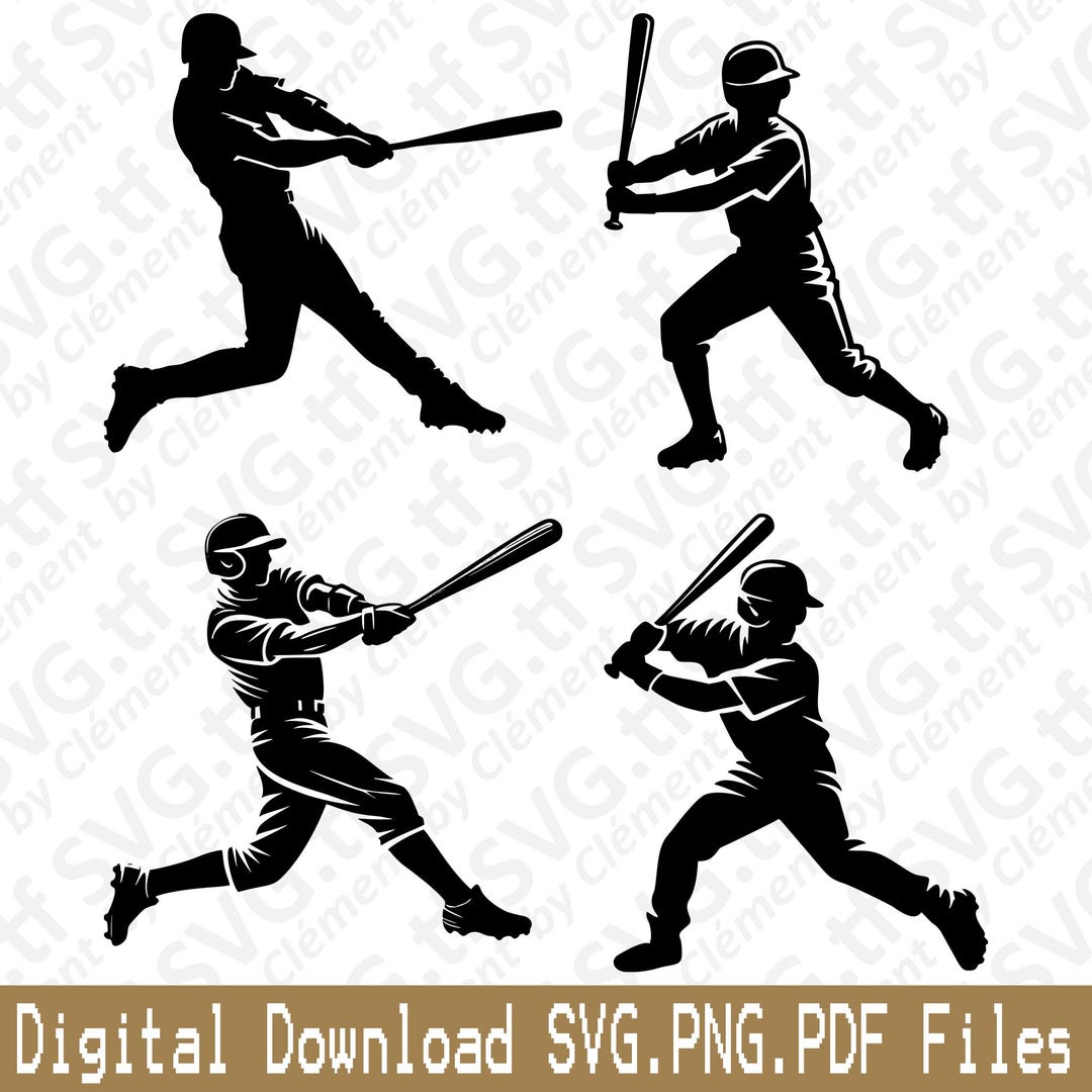 Baseball Player. SVG PNG PDF Files. Swinging Pitching Sport Outdoor ...