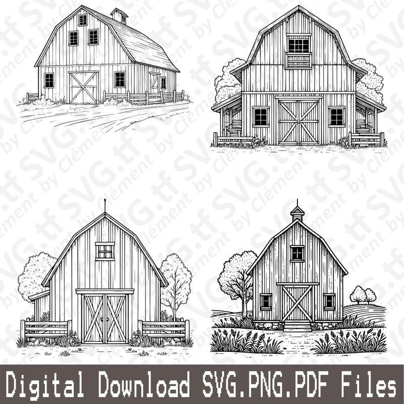 Barn Scene - Etsy