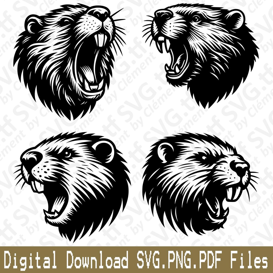 Angry Beaver Head. SVG PNG PDF Files. Roaring Wild Animal Emblem School ...
