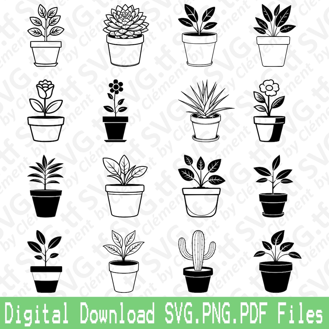 Plant Pot. SVG PNG PDF Files. Flower Planter Nature Succulent Simple ...