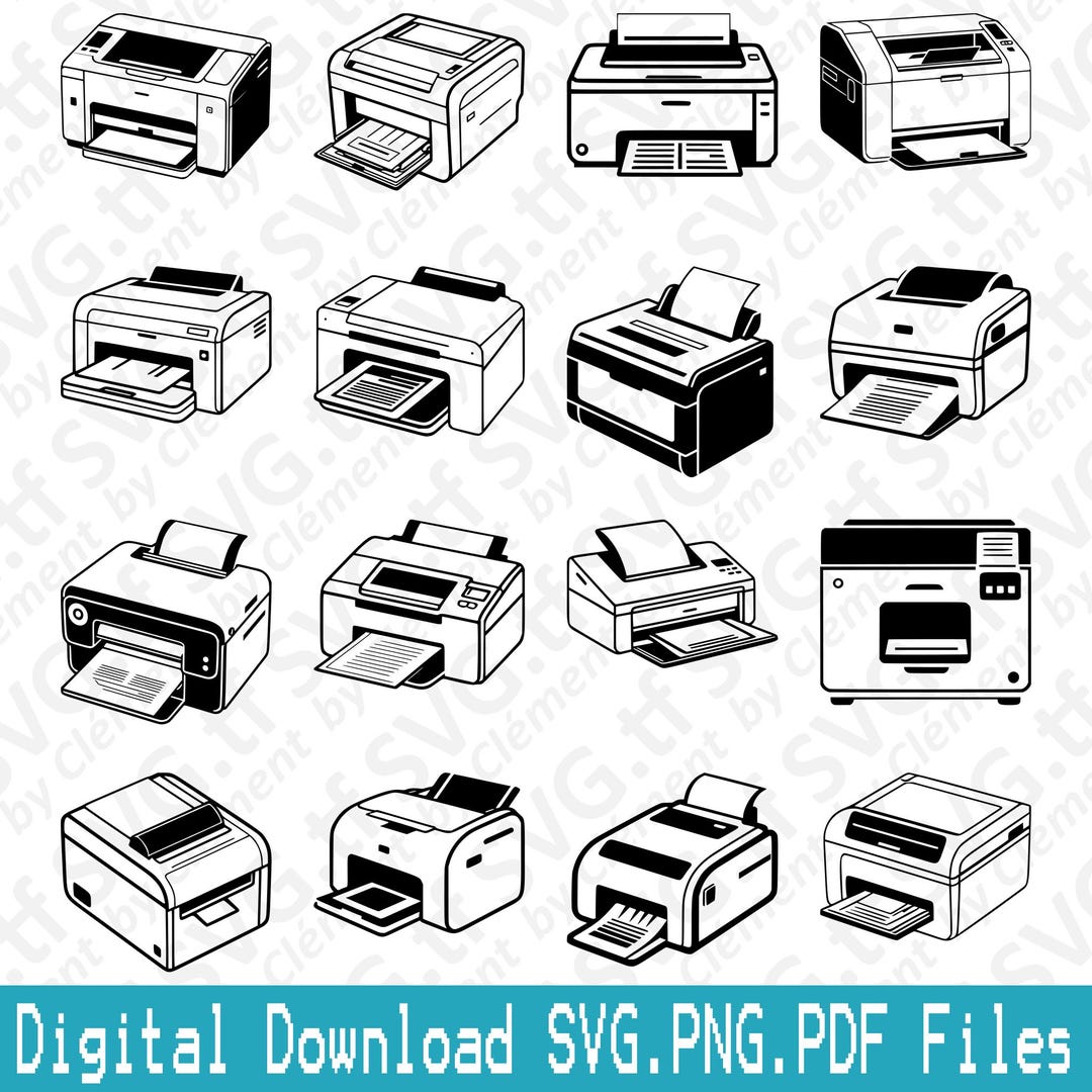 Printer. SVG PNG PDF Files. Computer Office Label Desk Hardware Ink ...