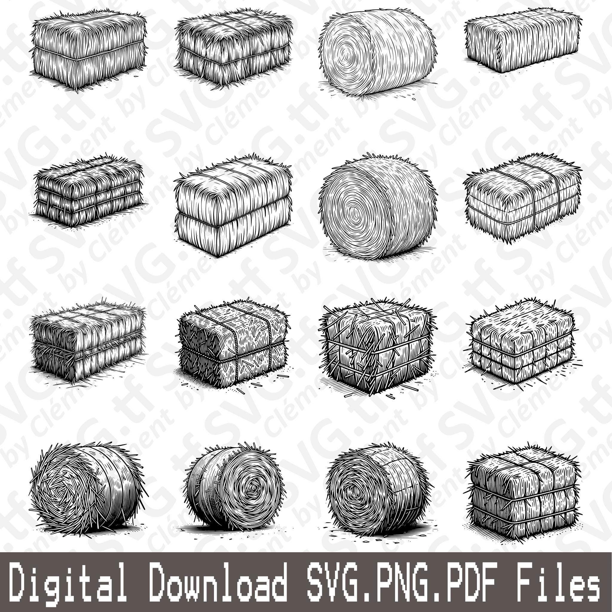 Straw Bale. SVG PNG PDF Files. Hay Wheat Field Farm Harvest Element ...