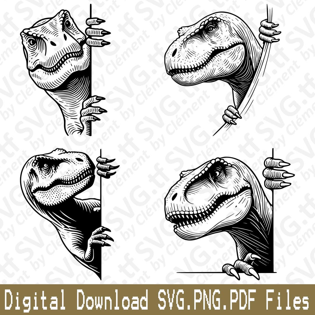 Peeking Tyrannosaurus Rex. SVG PNG PDF Files. T-rex Wild Animal ...