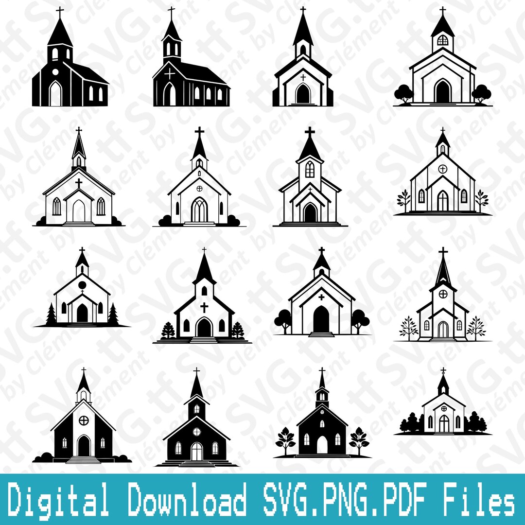 Church. SVG PNG PDF Files. Christian Bell Cathedral Temple Simple Icon ...