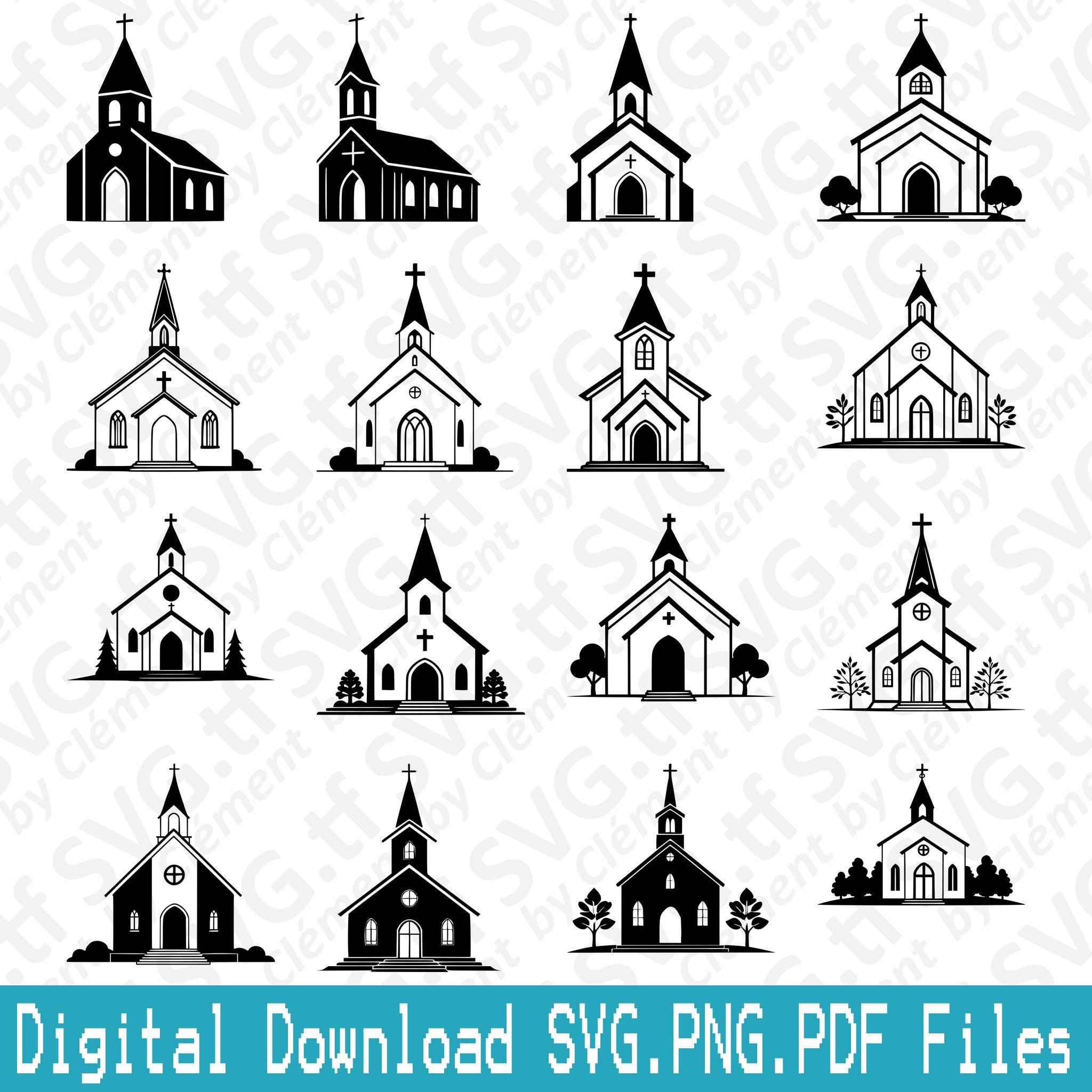 Church. SVG PNG PDF Files. Christian Bell Cathedral Temple Simple Icon ...