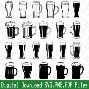 Beer Glass. SVG PNG PDF Files. Simple Wine Beer Water Cocktail Liquor ...