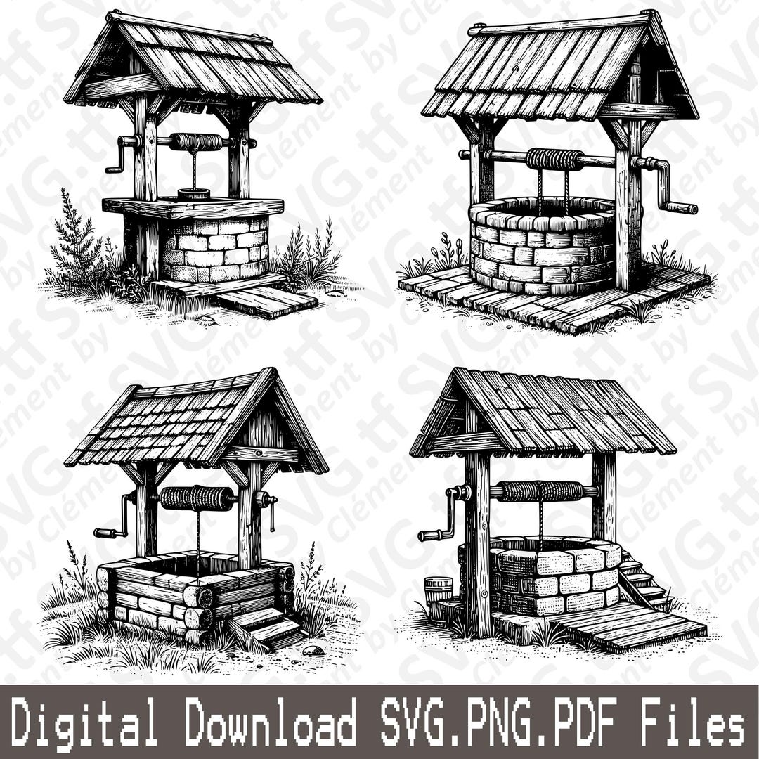 Old Water Well. SVG PNG PDF Files. Field Farm House Cabin Wood Nature ...