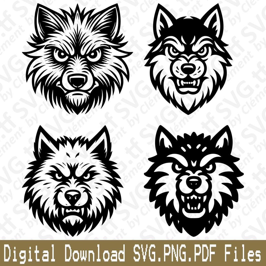 Angry Wolf Head. SVG PNG PDF Files. Wild Animal Roaring Mountain Emblem ...