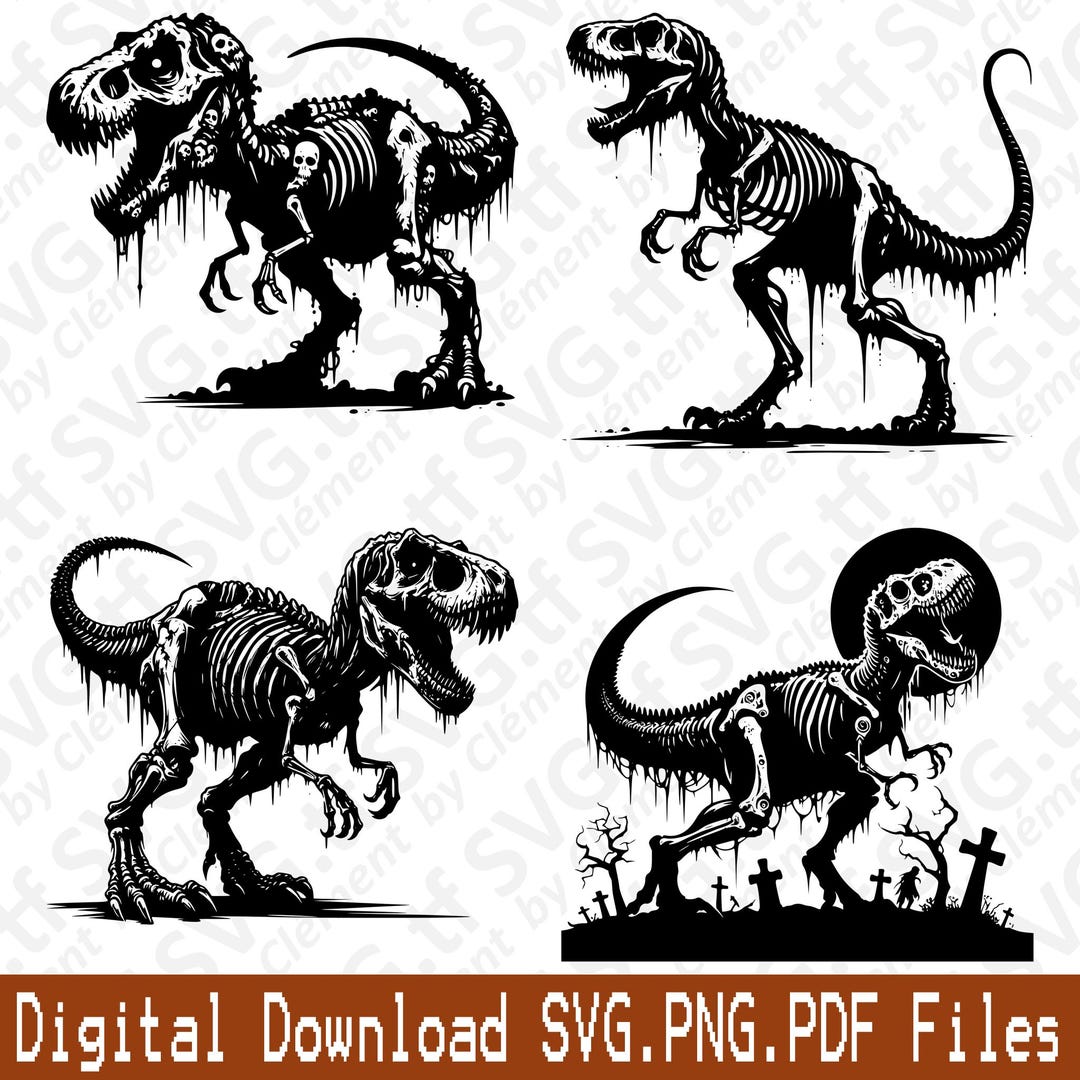 Zombie Tyrannosaurus Rex. SVG PNG PDF Files. Horror Dead Wild Animal ...