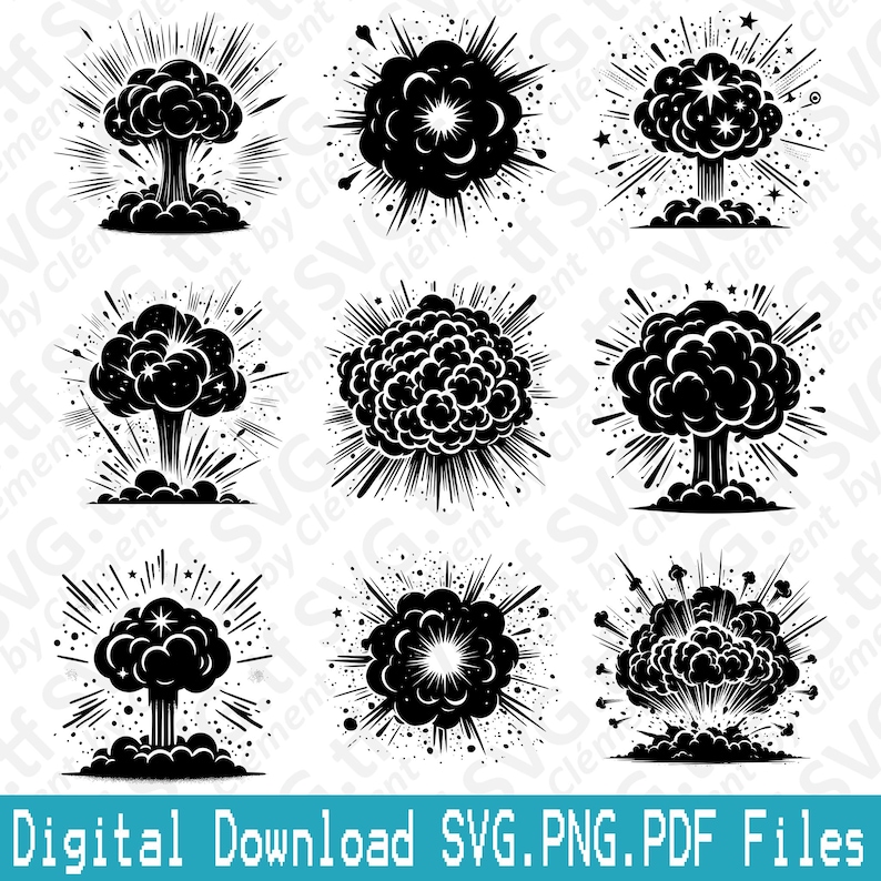 Explosion. SVG PNG PDF Files. Simple Cartoon Anime Exploding Vector ...