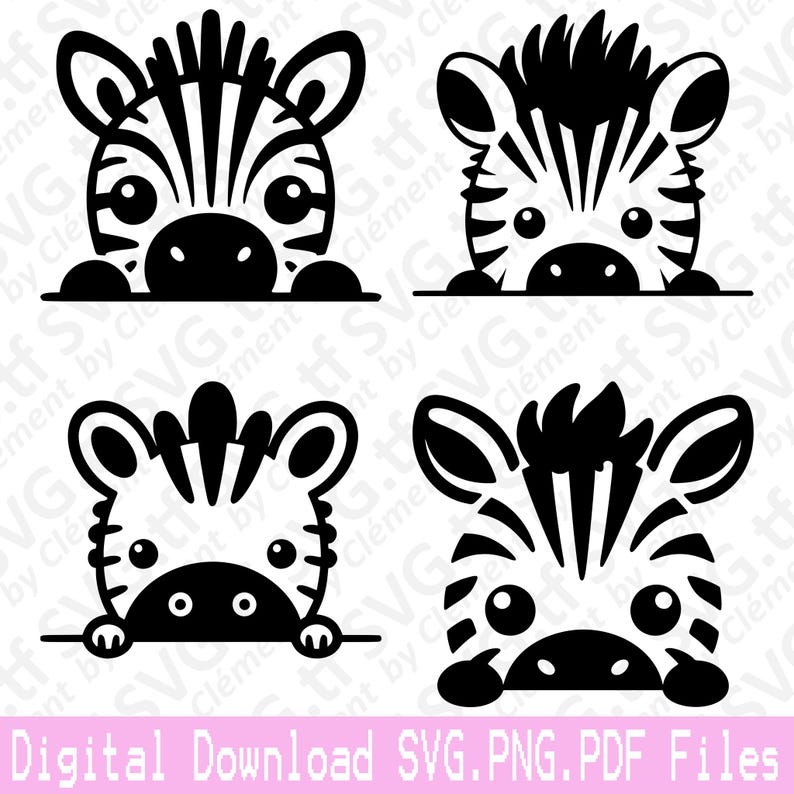Cute Peeking Zebra. SVG PNG PDF Files. Baby Shower Animal Birthday Girl ...