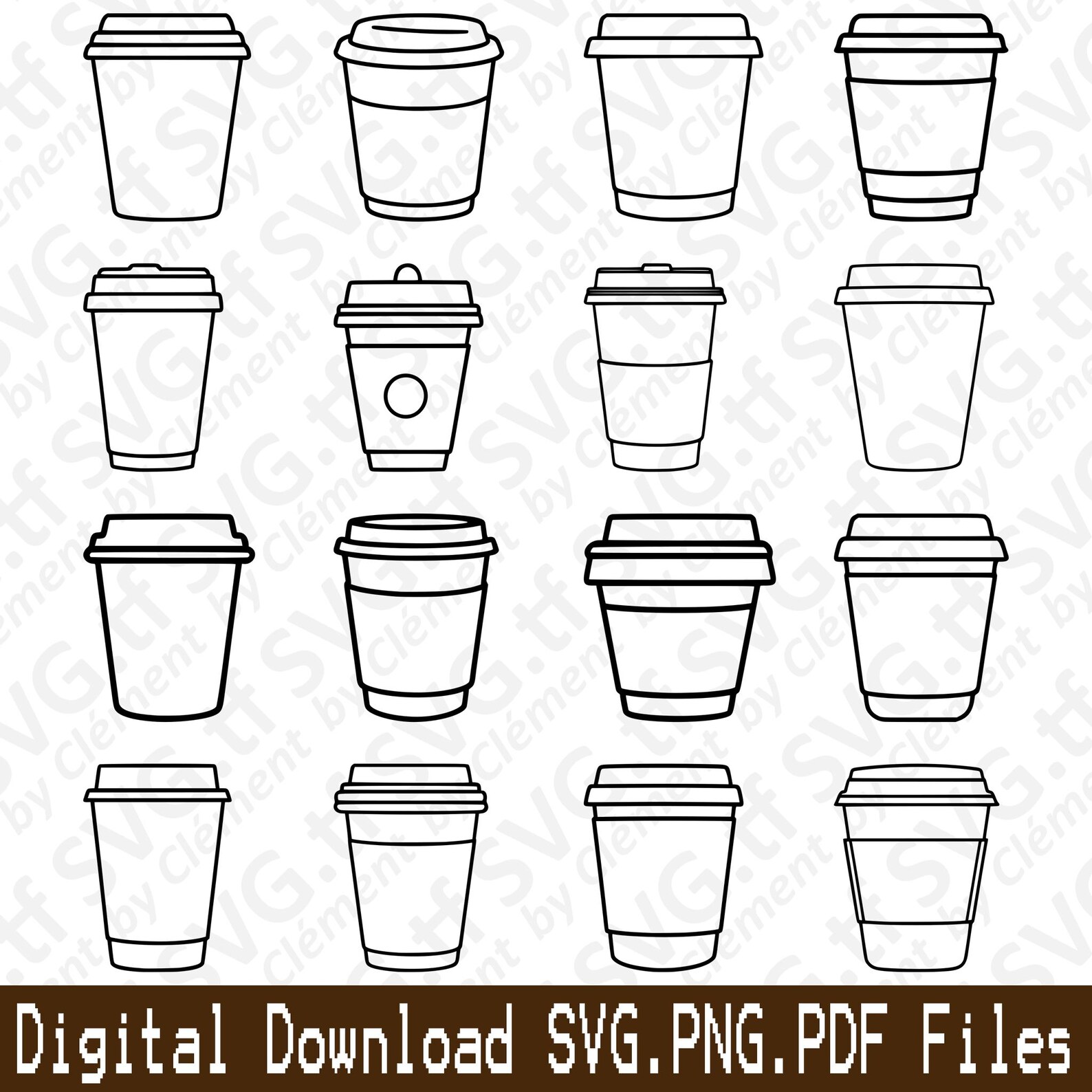 Coffee Cup. SVG PNG PDF Files. Paper Disposable Food Tea Gift Vector ...