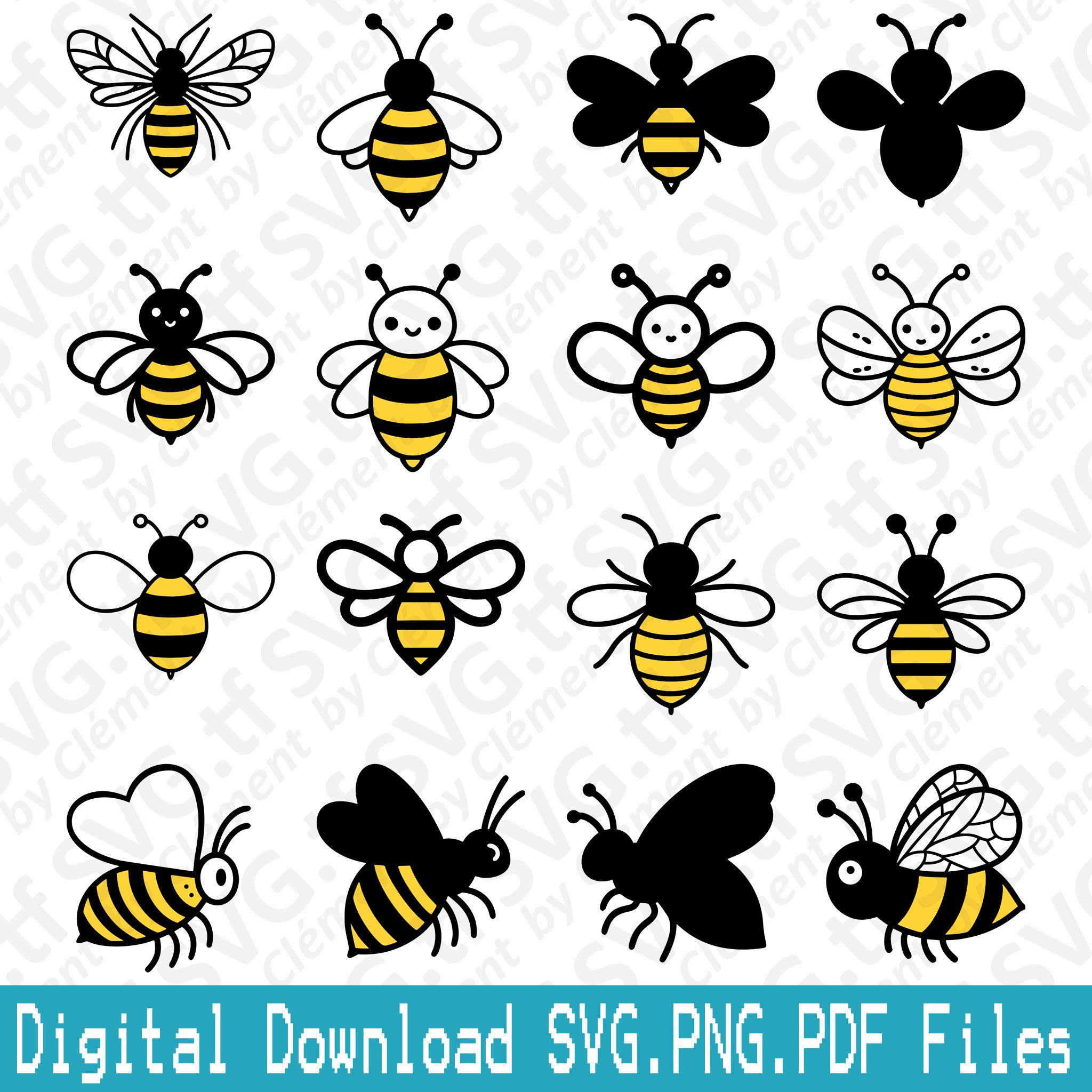 Cute Bee. SVG PNG PDF Files. Layered by Color. Animal Nature Bird ...