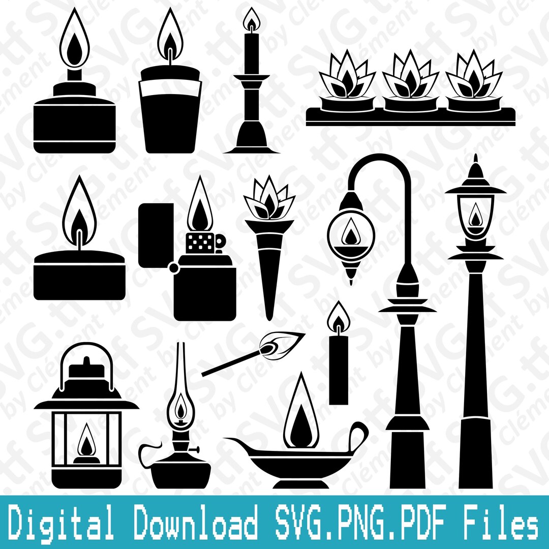 Flame Light. SVG PNG PDF Files. Candle Lighter Street Lamp Torch Match ...