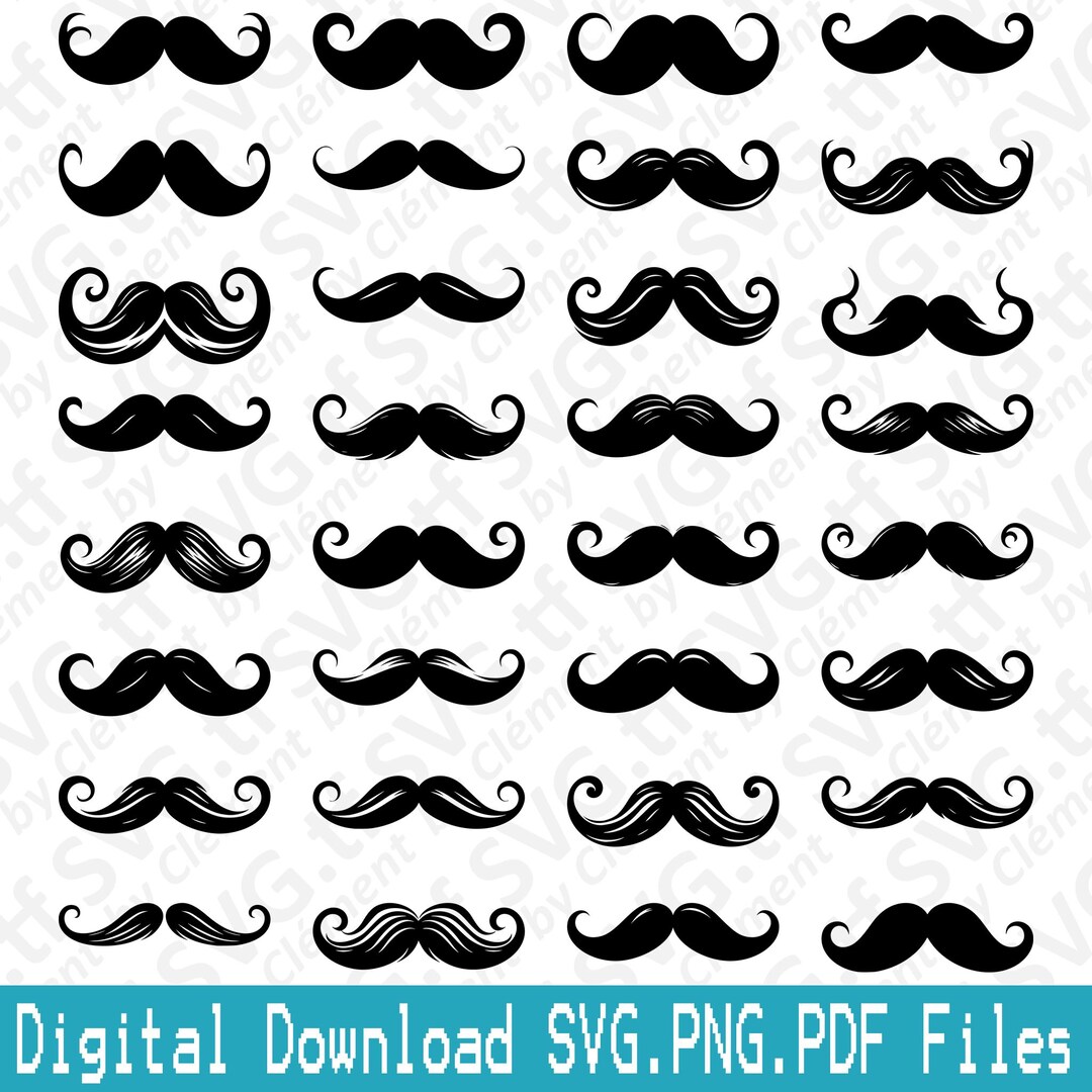 Mustache. SVG PNG PDF Files. Hair Dresser Man Face Head Barber Simple ...