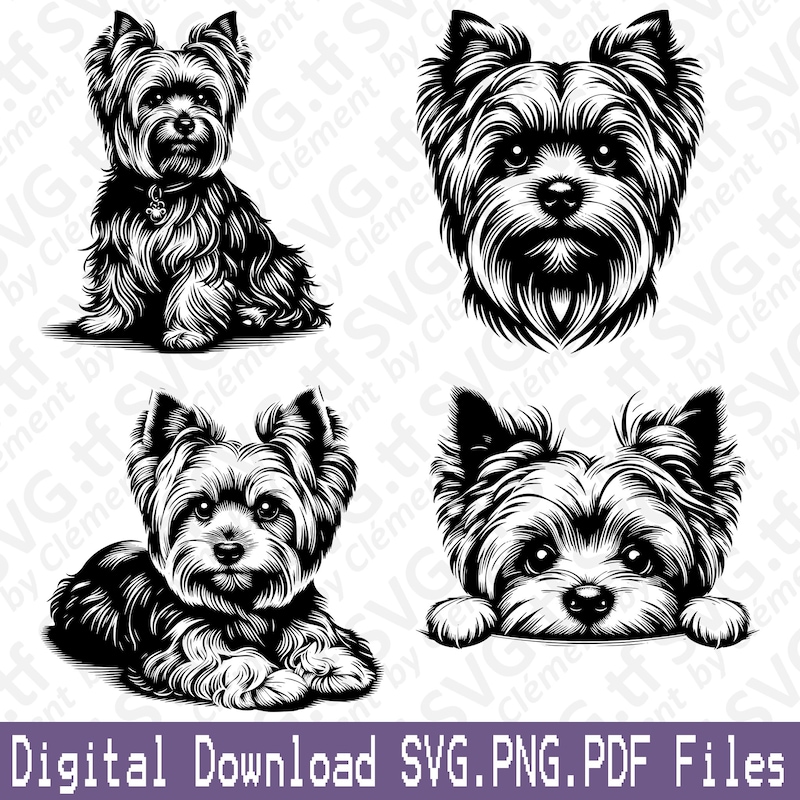 Yorkie Art Svg - Etsy