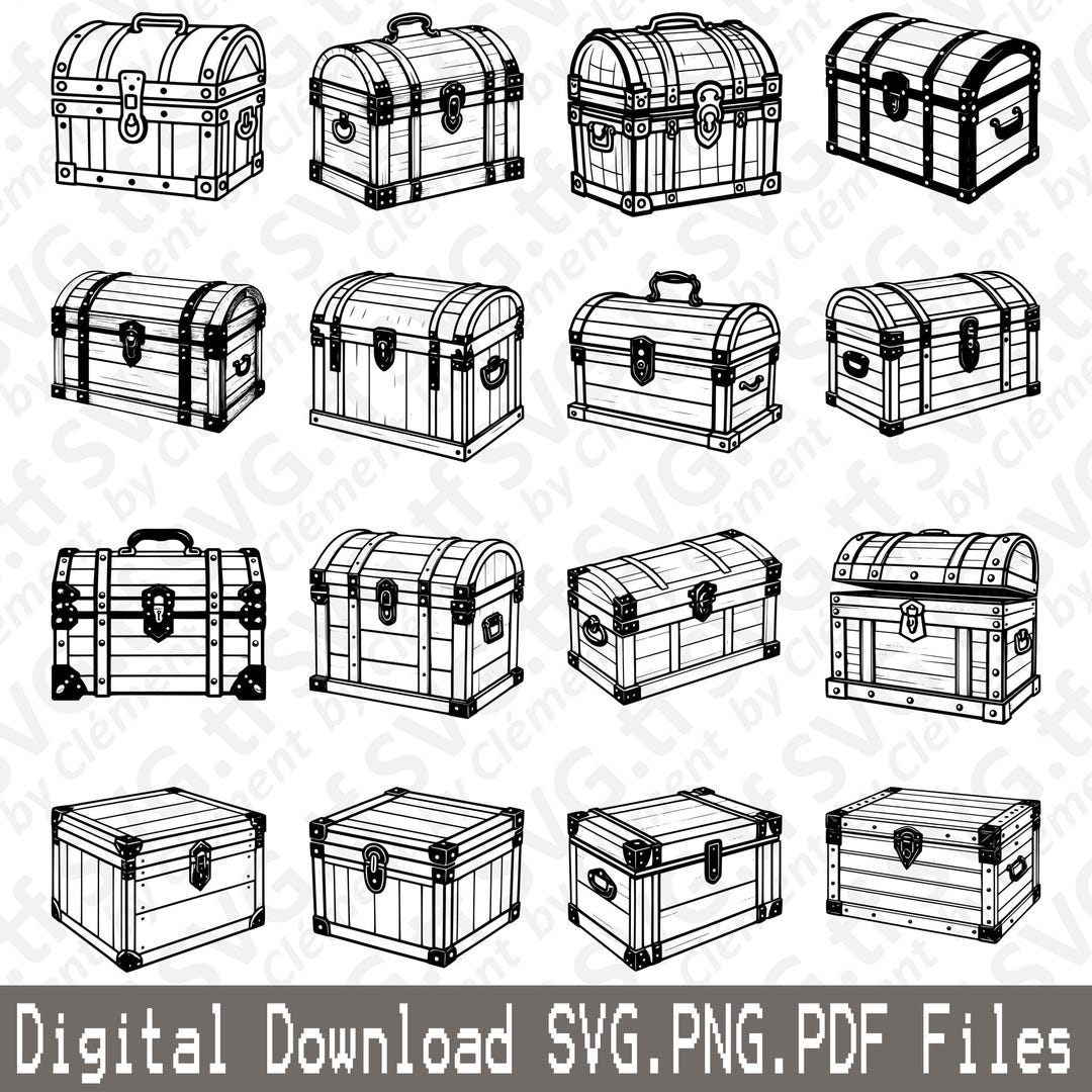 Wooden Chest. SVG PNG PDF Files. Vintage Old Treasure Pirate Ship ...
