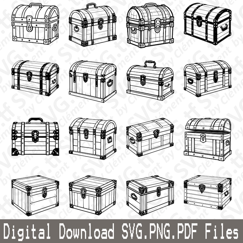 Wooden Chest. SVG PNG PDF Files. Vintage Old Treasure Pirate Ship ...
