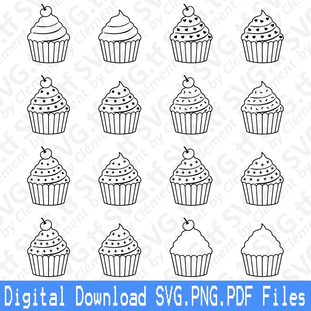Cupcake. SVG PNG PDF Files. Cake Bakery Food Beverage Gift Vector ...