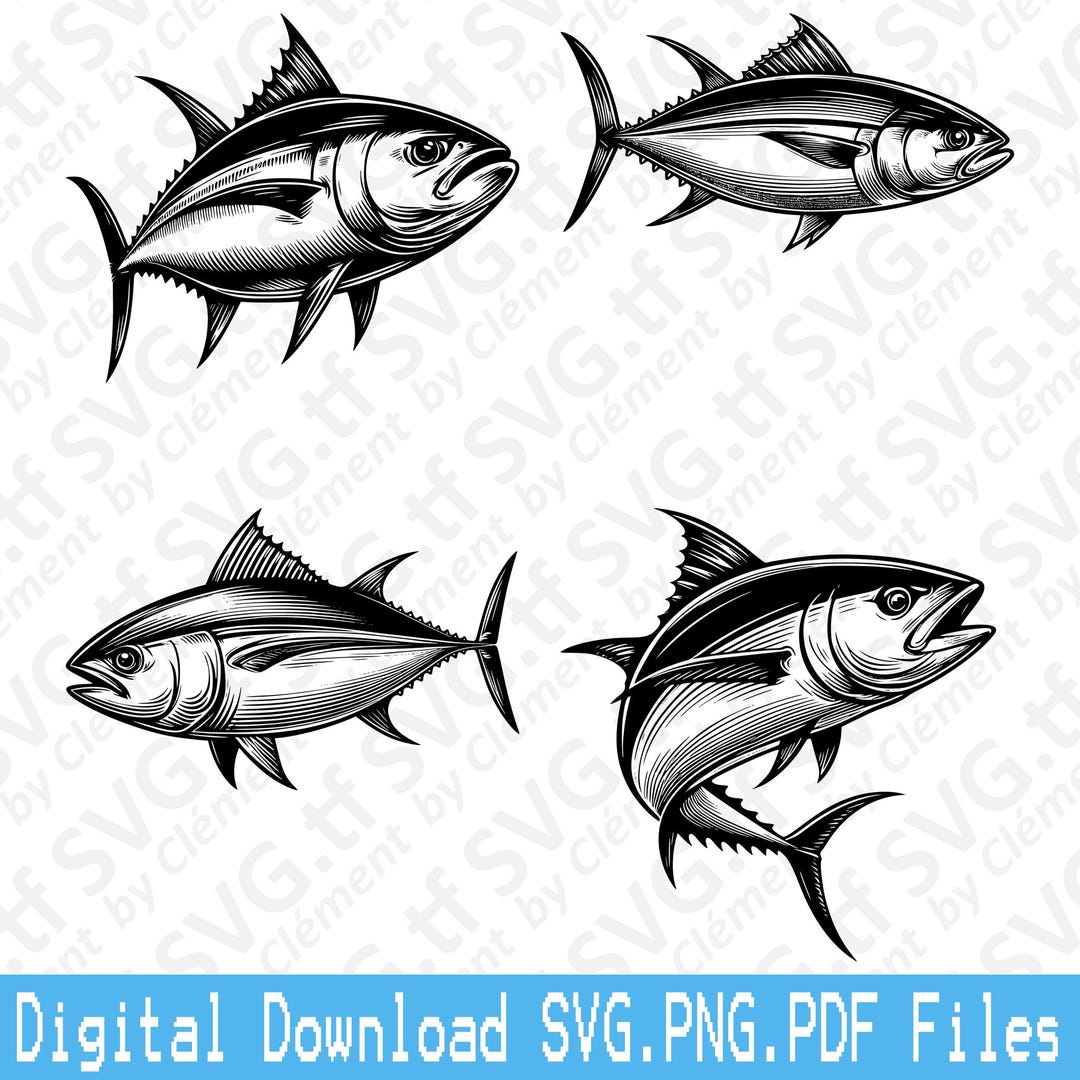 Tuna Fish. SVG PNG PDF Files. Jumping Ocean Animal Vector Clipart Print ...