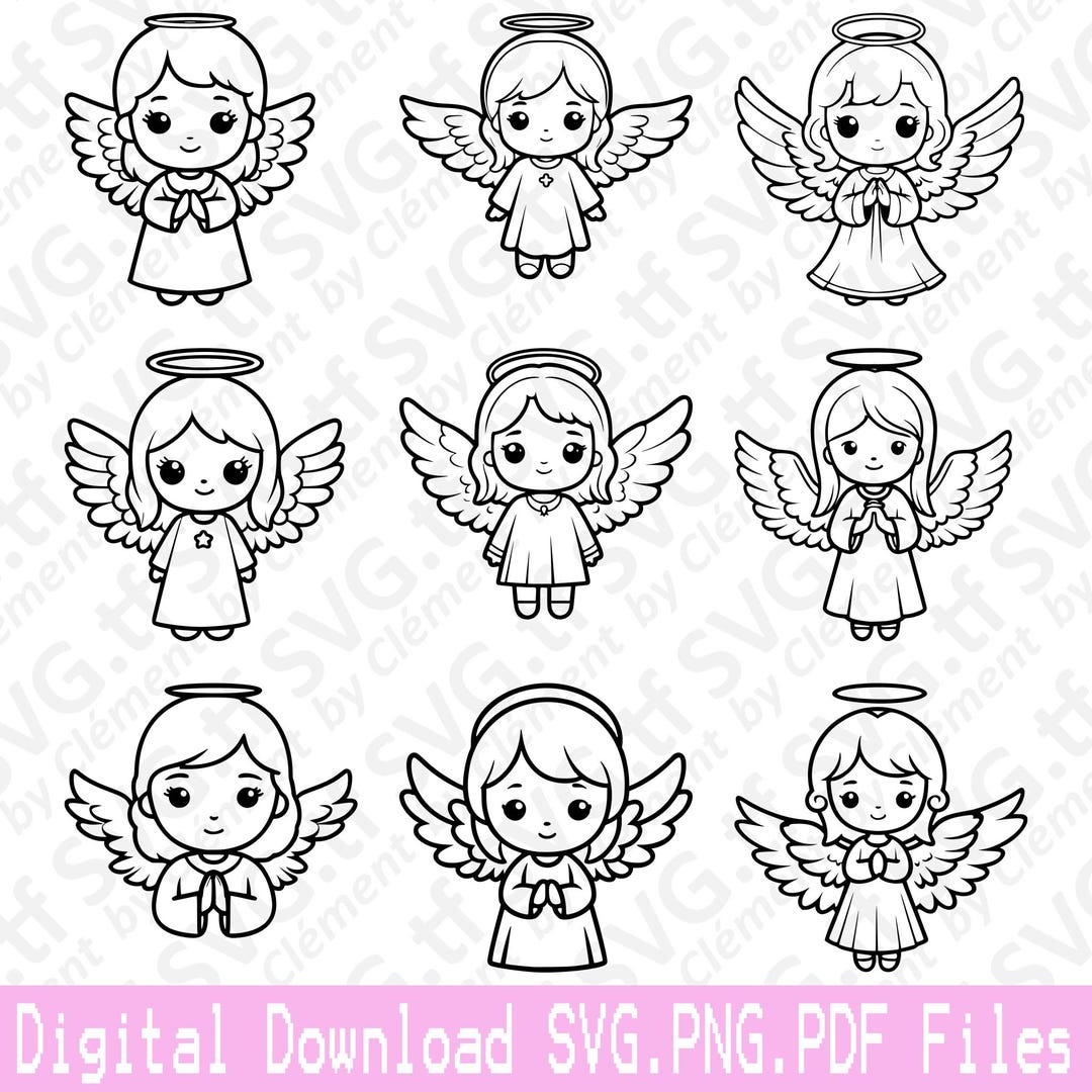 Cute Angel. SVG PNG PDF Files. Baby Shower Devil Birthday Girl Boy ...