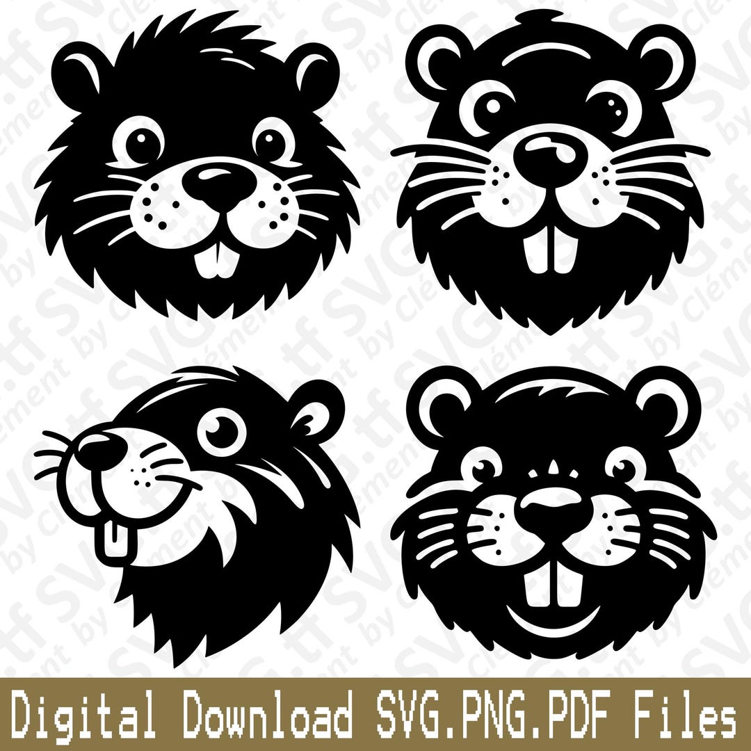 Funny Beaver Head. SVG PNG PDF Files. Cartoon Animal Emblem School ...