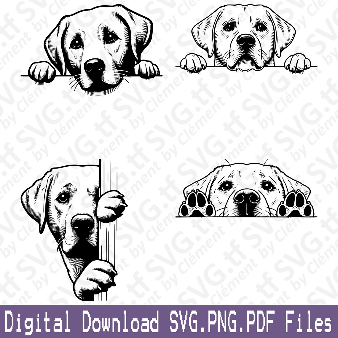 Peeking Labrador Retriever. SVG PNG PDF Files. Cute Dog Head Sitting ...