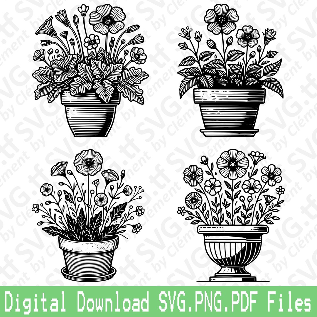 Flower Pot. SVG PNG PDF Files. Planter Bouquet Plant Nature Table ...