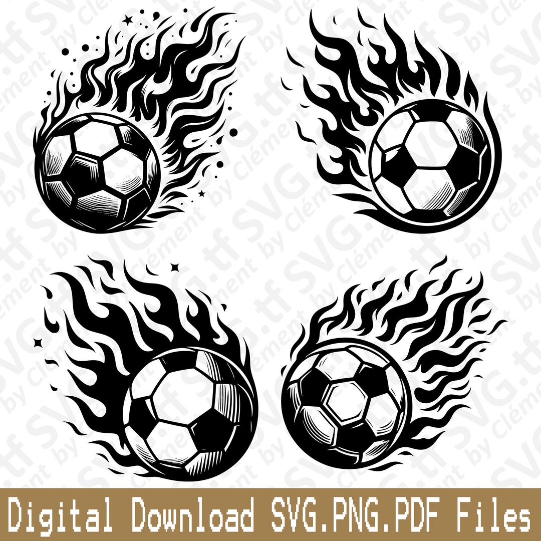 Flaming Soccer Ball. SVG PNG PDF Files. Sport Football School Emblem ...