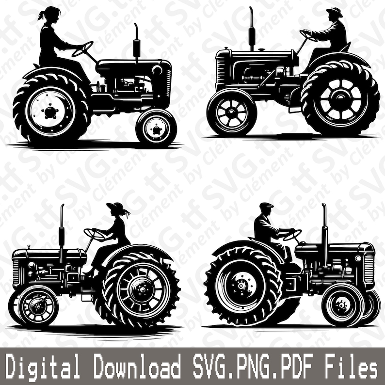 Old Tractor. SVG PNG PDF Files. Man Woman Farmer Vintage Harvest Farm ...