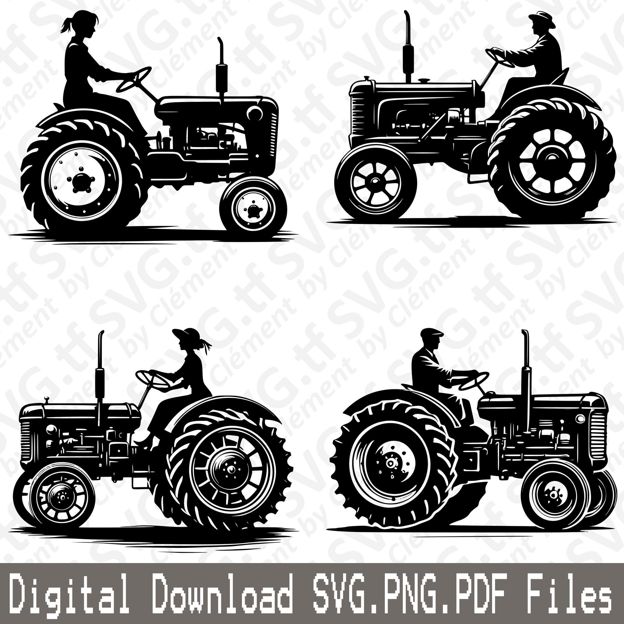 Old Tractor. SVG PNG PDF Files. Man Woman Farmer Vintage Harvest Farm ...