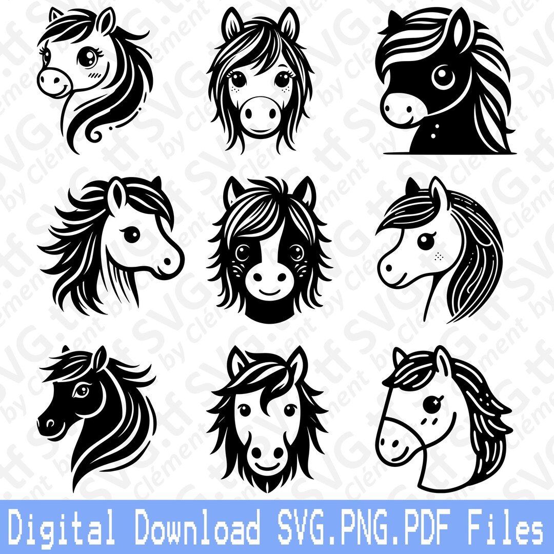 Cute Pony Head. SVG PNG PDF Files. Horse Baby Shower Birthday Girl Boy ...