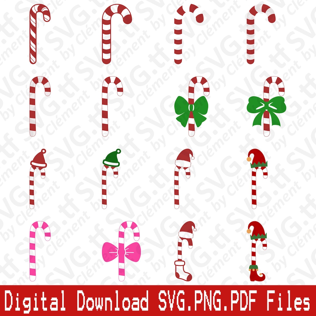Candy Cane. SVG PNG PDF Files. Christmas Winter Snow Sweet Gift Vector ...