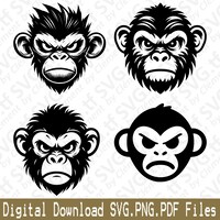 Cool Funky Monkey Clipart Vector Graphic Svg Png Jpg Eps Colorful Chimp ...