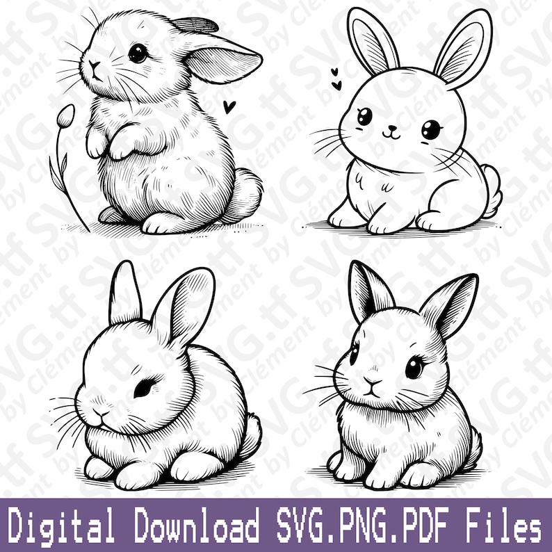Cute Baby Bunny. SVG PNG PDF Files. Rabbit Baby Shower Animal Birthday ...