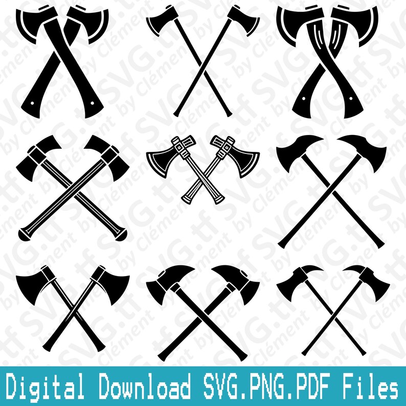 Crossed Axes. SVG PNG PDF Files. Lumberjack Wood Tree Tool Garden ...